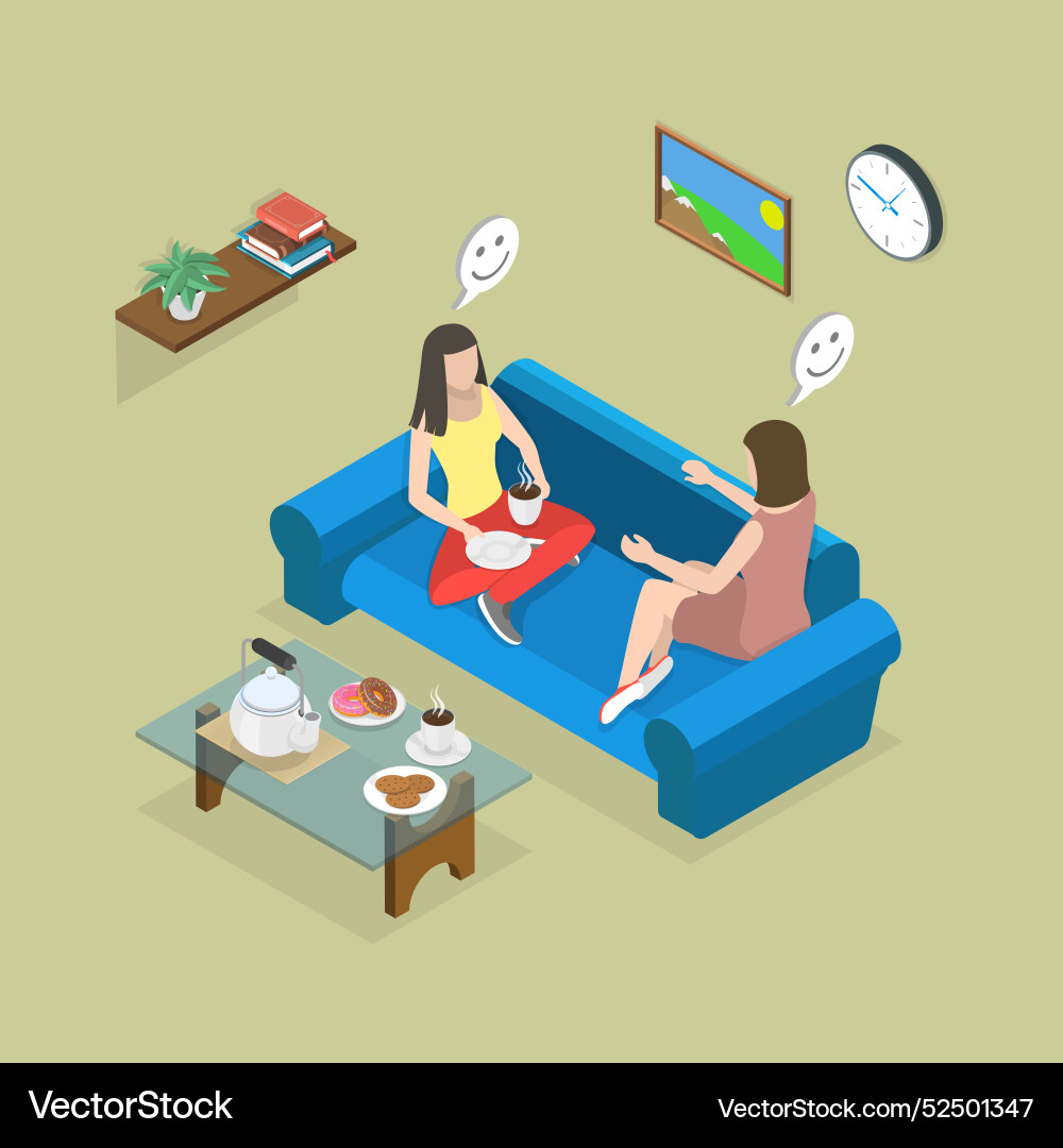 3d isometric flat of friends Royalty Free Vector Image