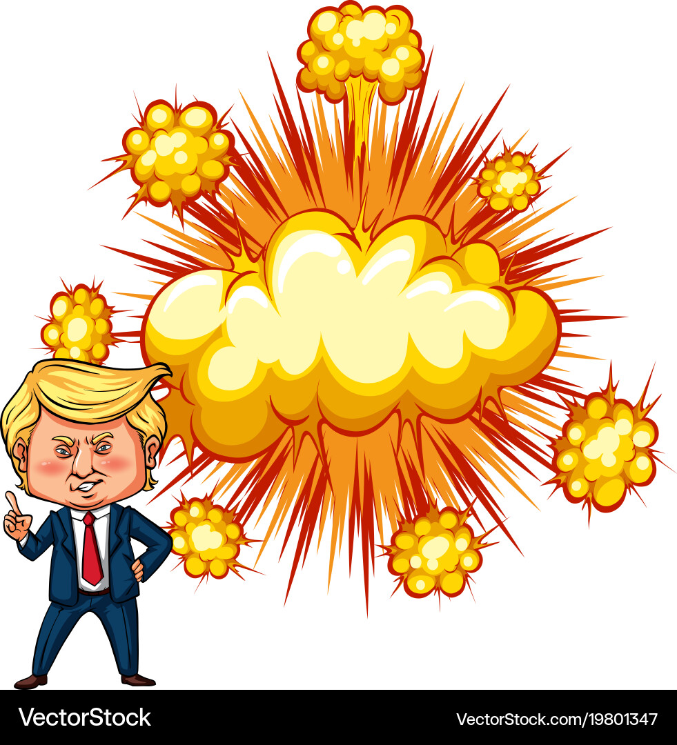 American president trump with explode background Vector Image