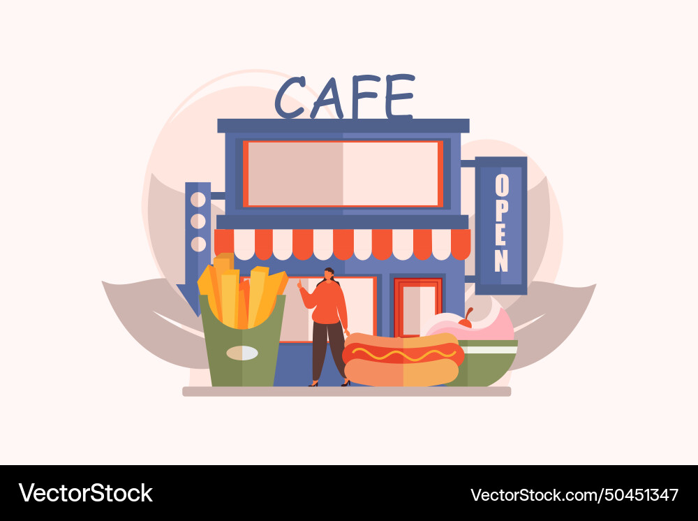 Cafe flat design Royalty Free Vector Image - VectorStock