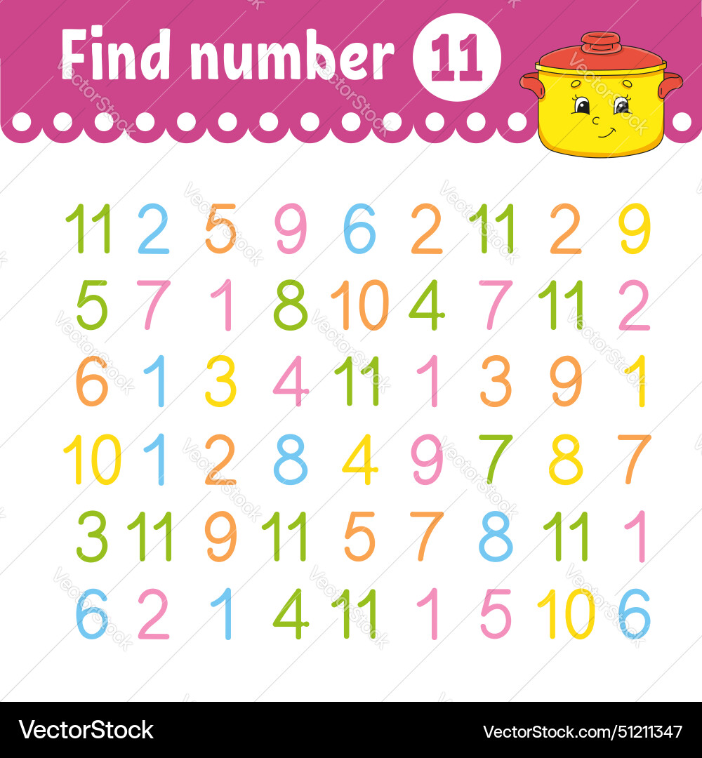 Find number education developing worksheet Vector Image