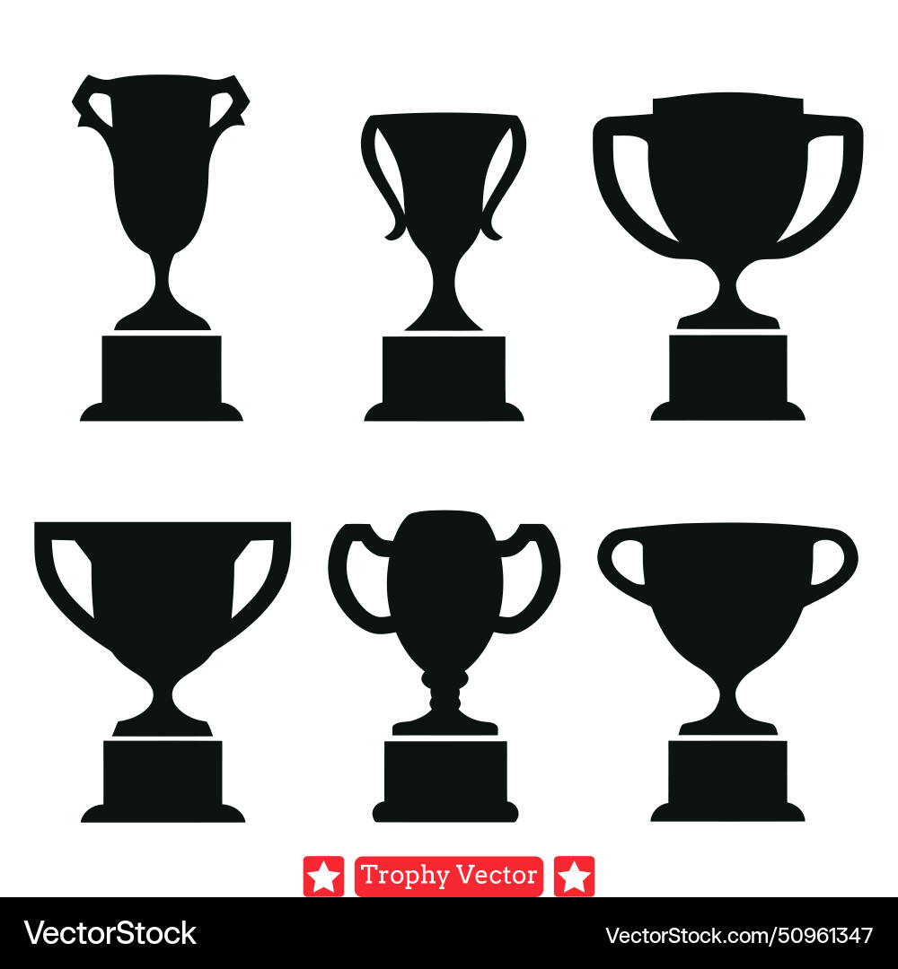 Glowing rewards trophy set for winners Royalty Free Vector