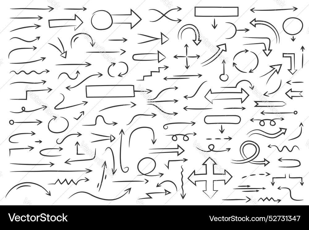 Hand drawn arrows Royalty Free Vector Image - VectorStock