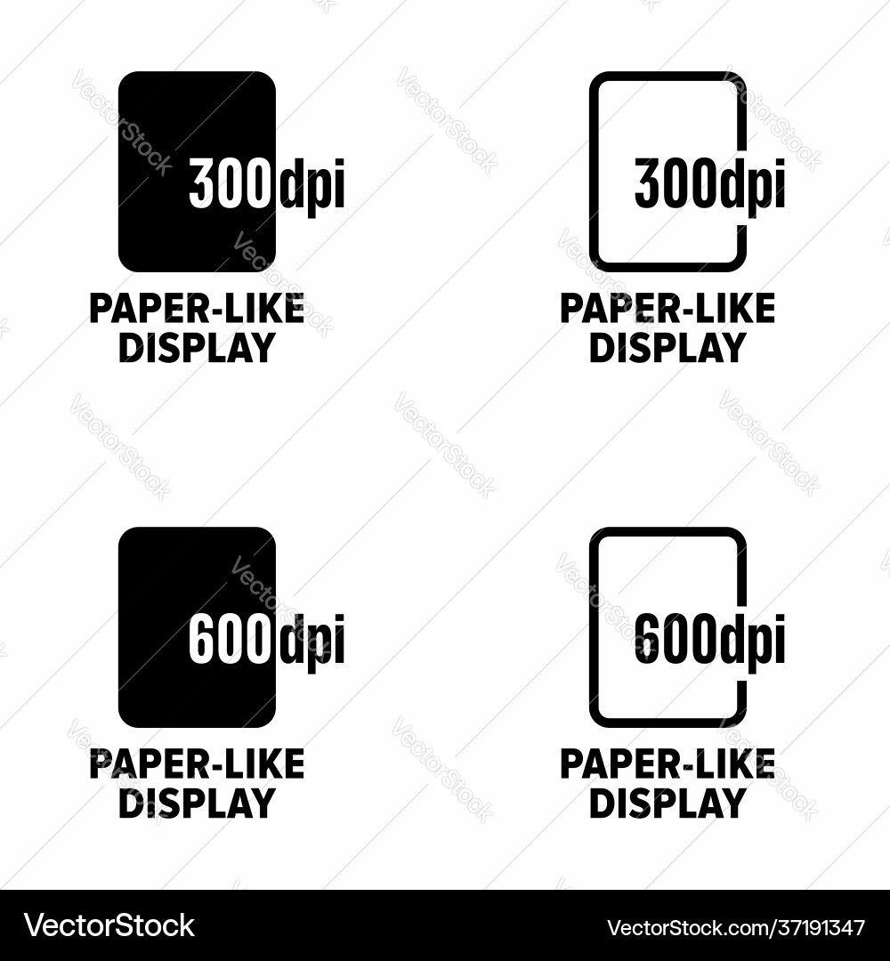 Paper-like display 300dpi and 600dpi screen Vector Image