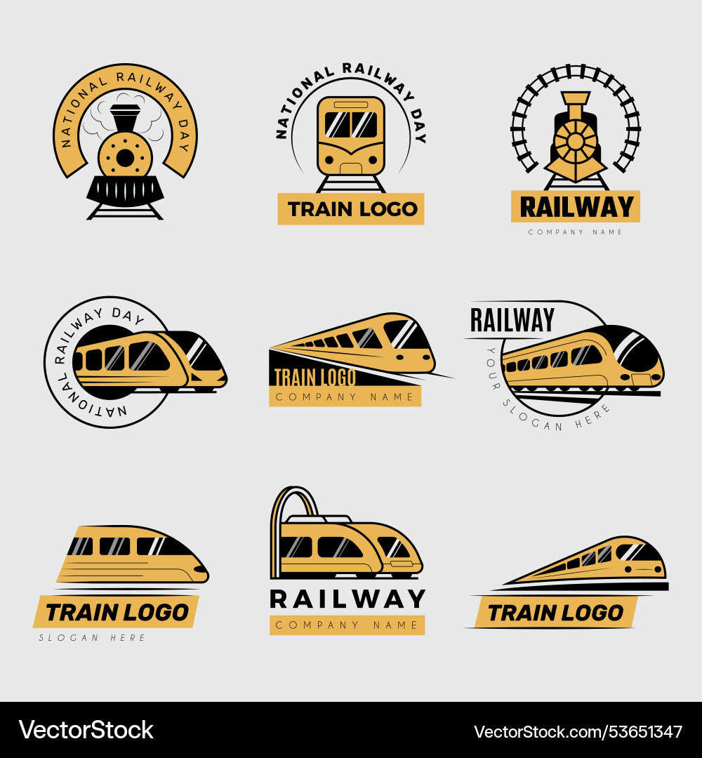 Train logo railway transport symbols collection Vector Image