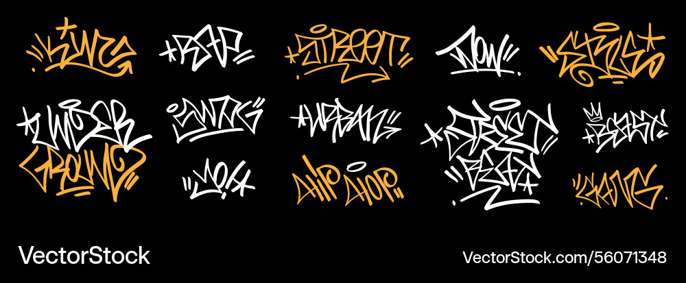 Graffiti lettering tags rap music hip hop style Vector Image