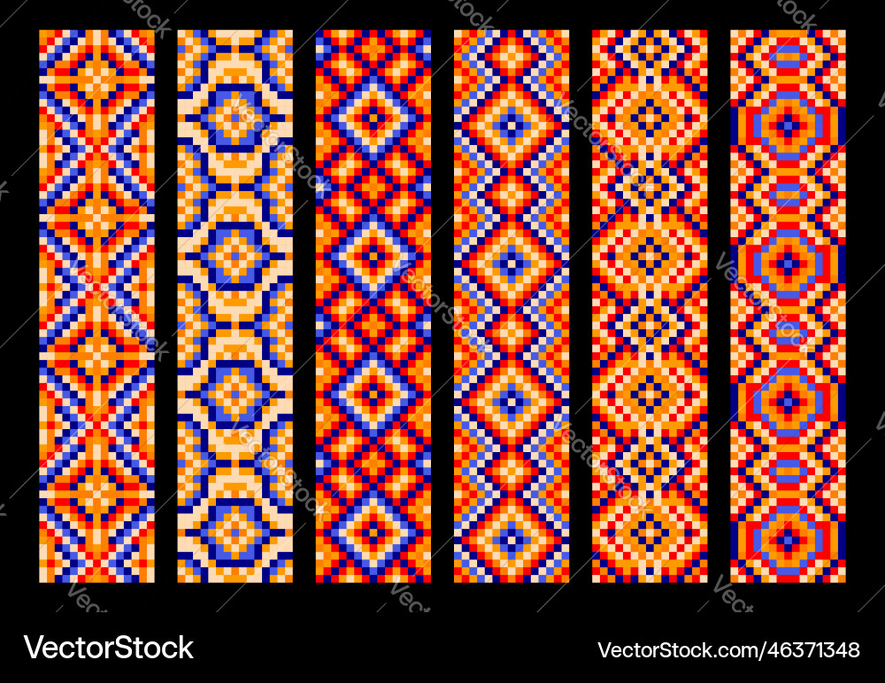 Mexican Ethnic Pixel Patterns Royalty Free Vector Image