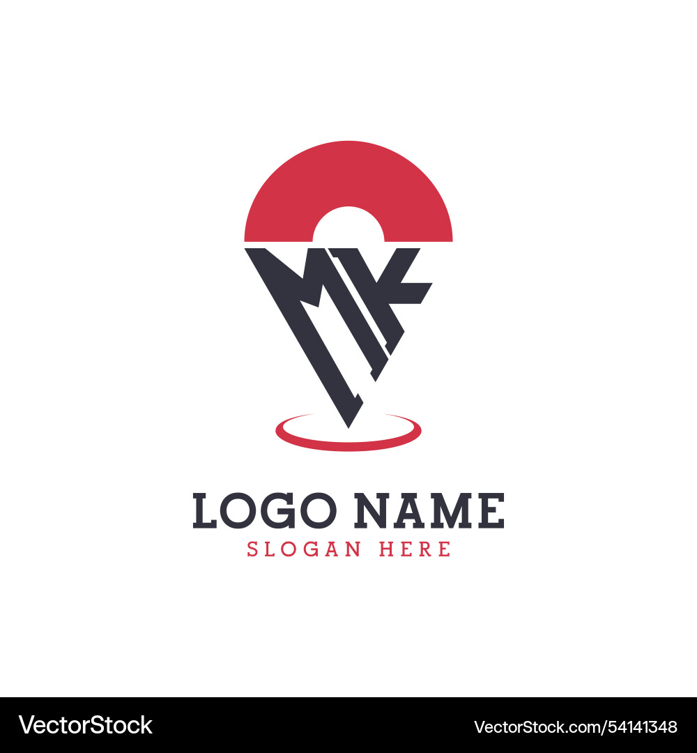 Mk location icon design modern pinpoint logo Vector Image