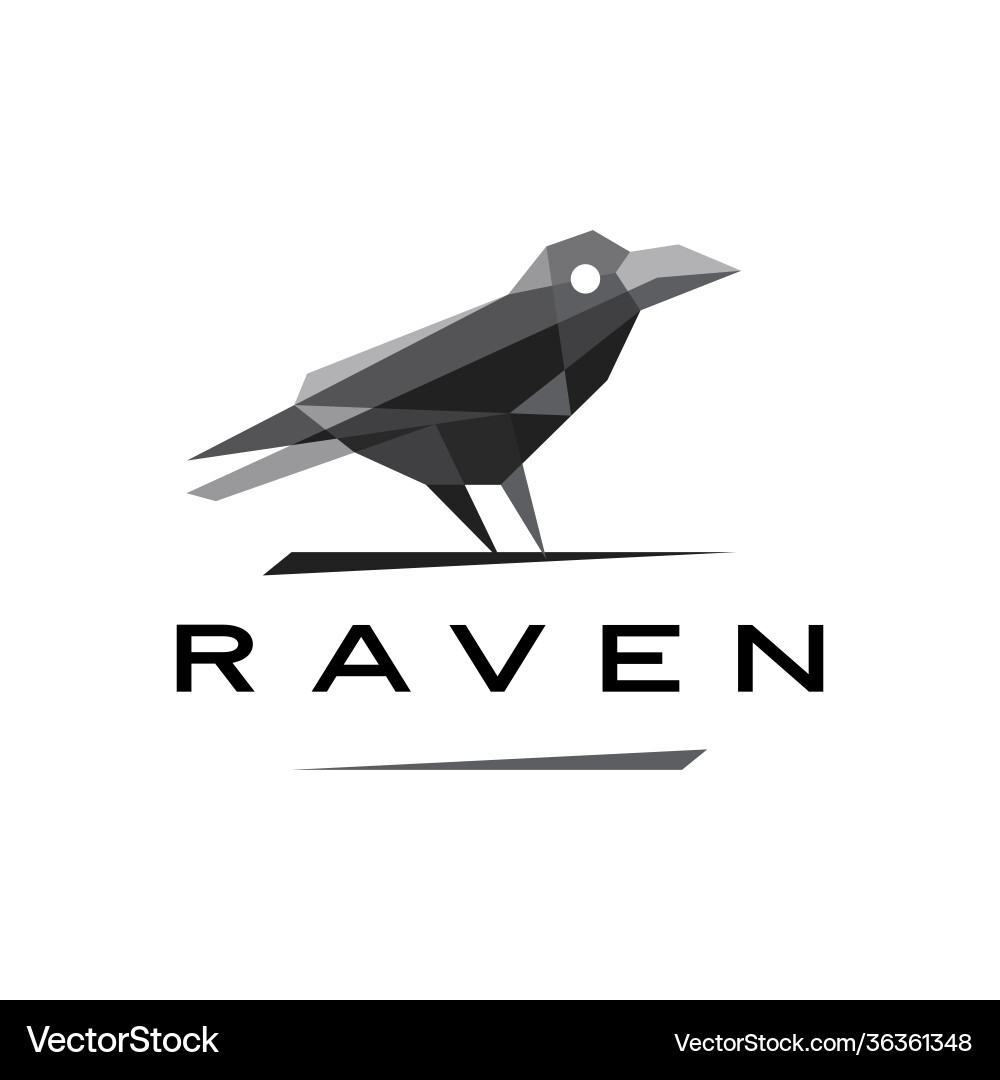 Raven crow geometric polygonal logo icon Vector Image