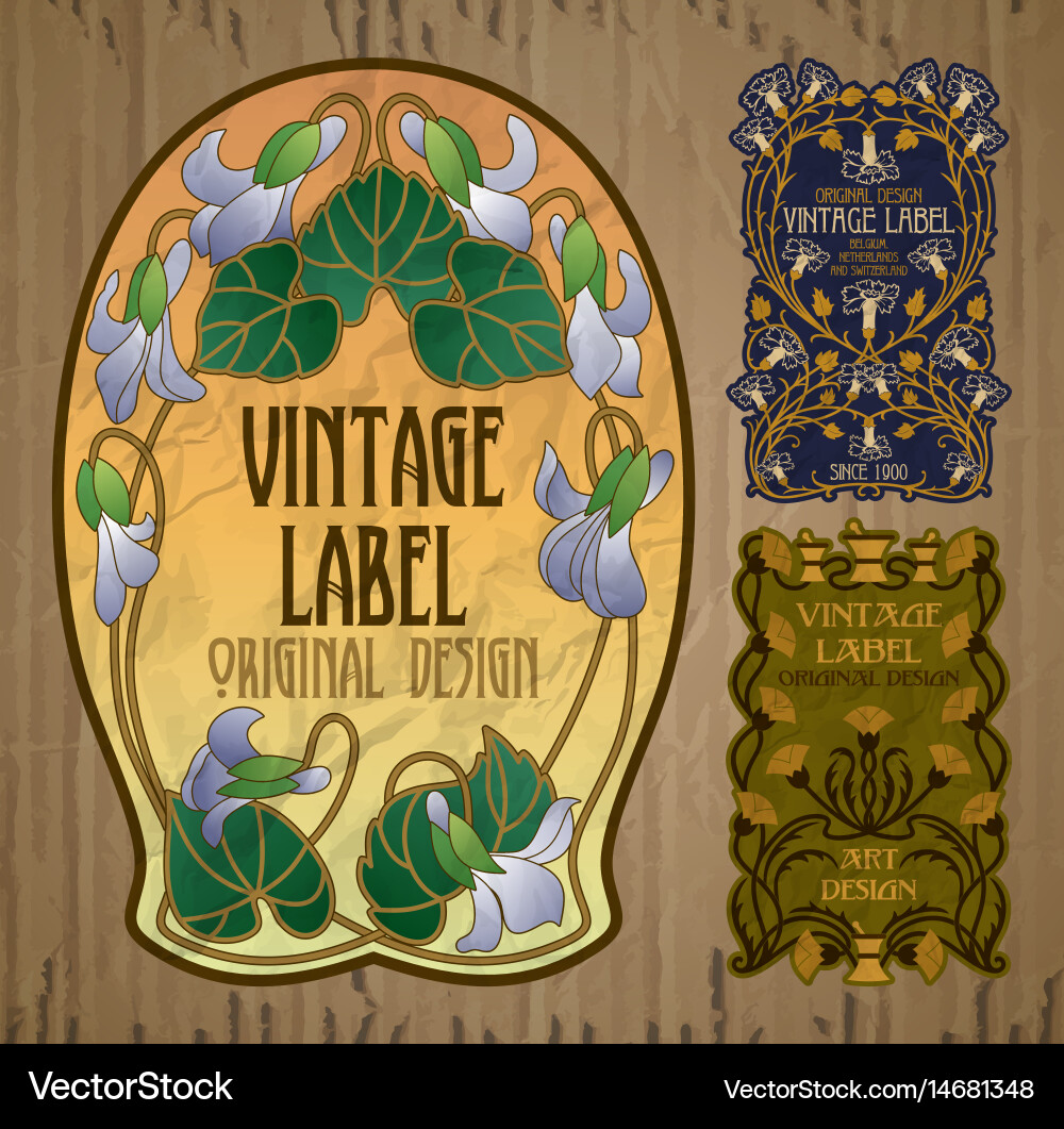 Vintage items - label art nouveau Royalty Free Vector Image