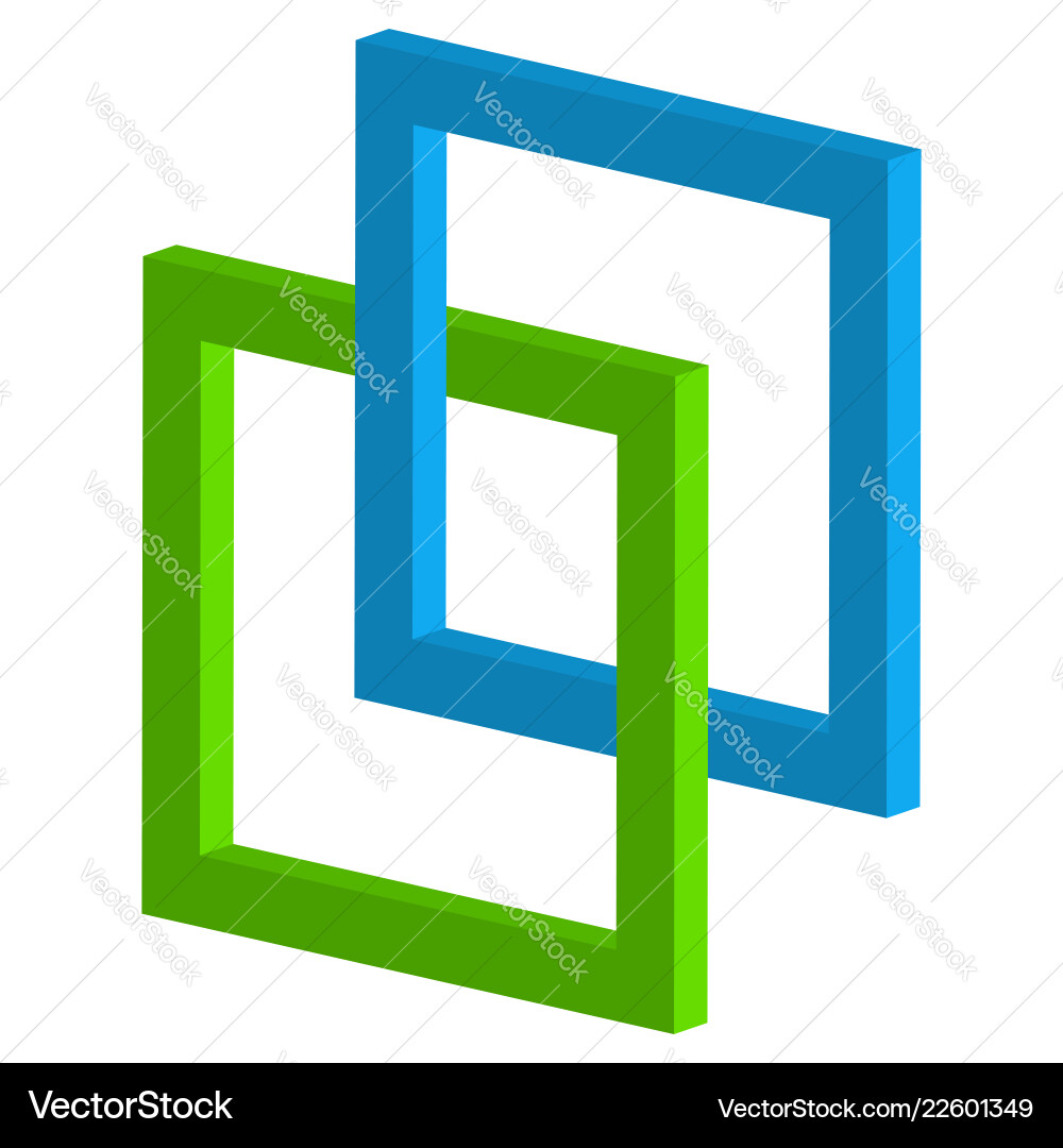 3d interlocking squares icon - connected Vector Image