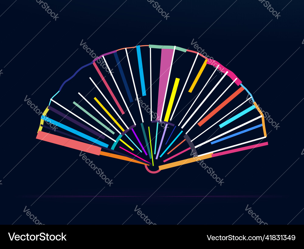 Abstract hand paper fan asian traditional folding Vector Image