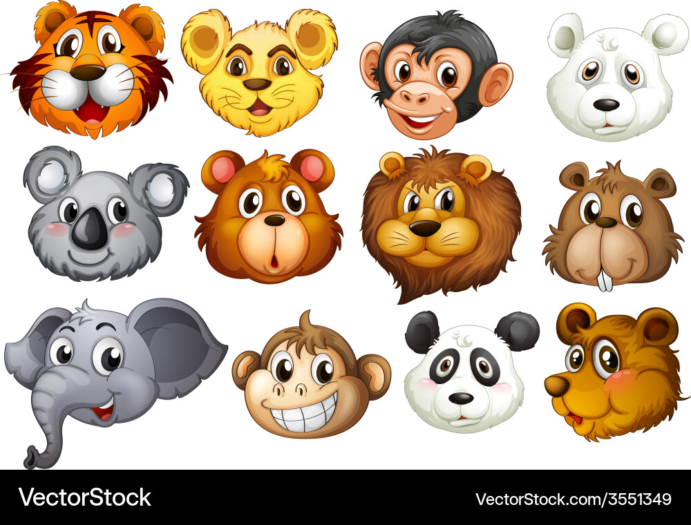 Animal heads Royalty Free Vector Image - VectorStock