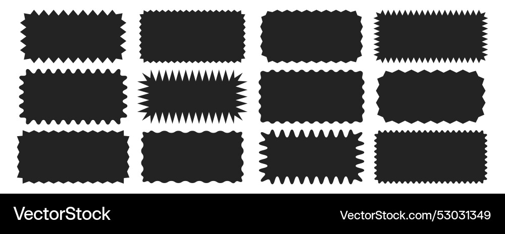 Black rectangle frames with jagged edges curved Vector Image
