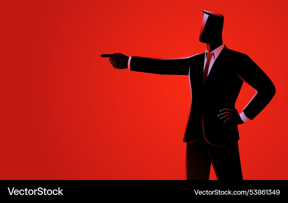 Businessman red pose pointing finger gallant 2 Vector Image