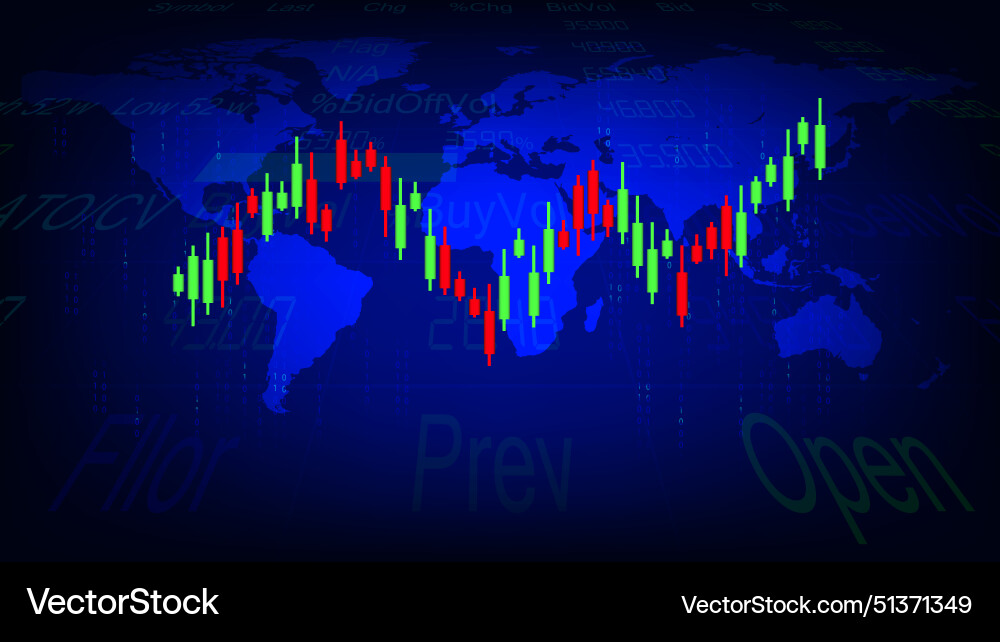 Candlestick green and red symbol trade with bar Vector Image