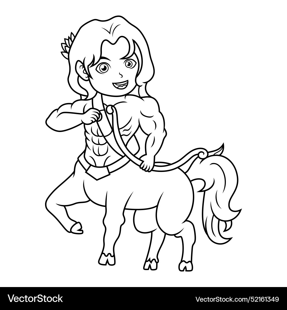 Cartoon chibi centaur line art Royalty Free Vector Image