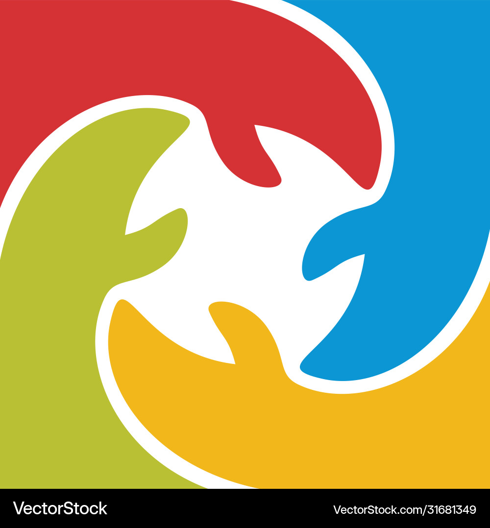 Colorful hands group team collaboration unity logo