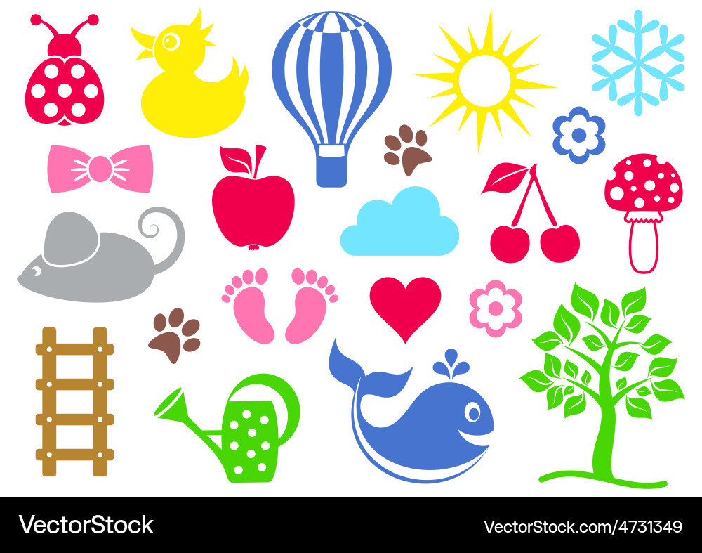 Cute Baby Icon Set Royalty Free Vector Image - VectorStock