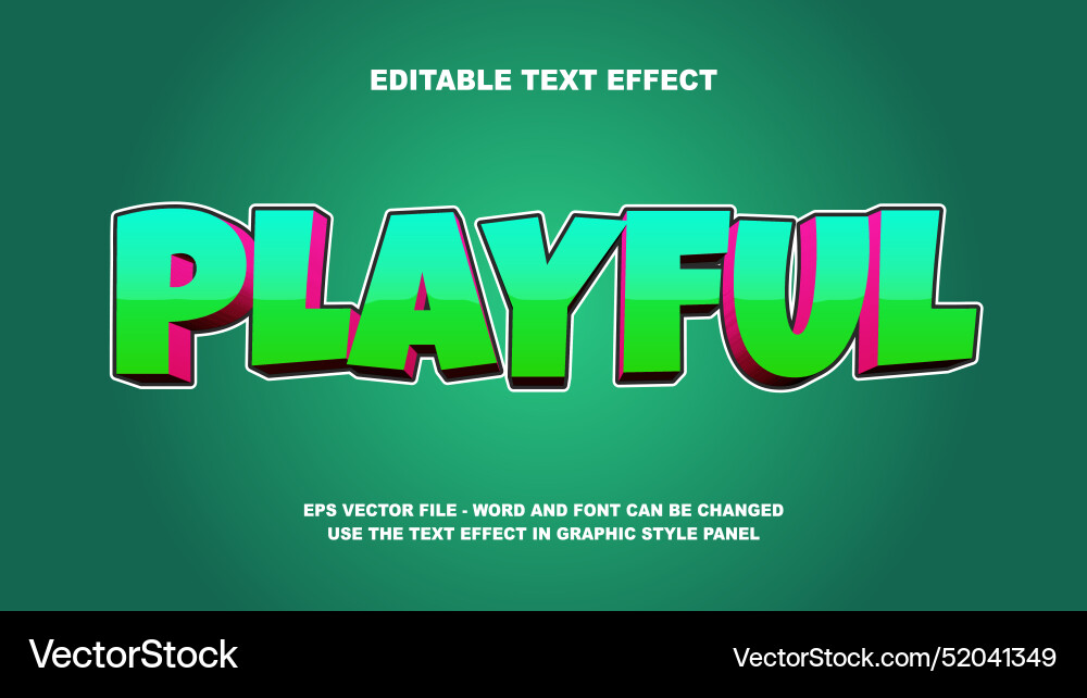 Editable text effect playful 3d template Vector Image