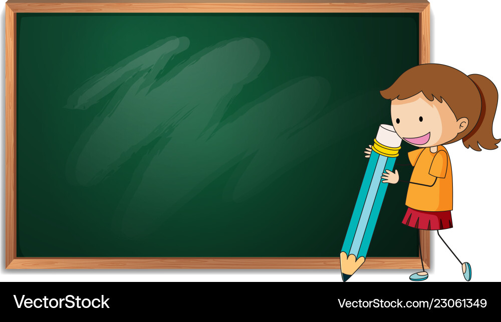 Girl on blackboard template Royalty Free Vector Image