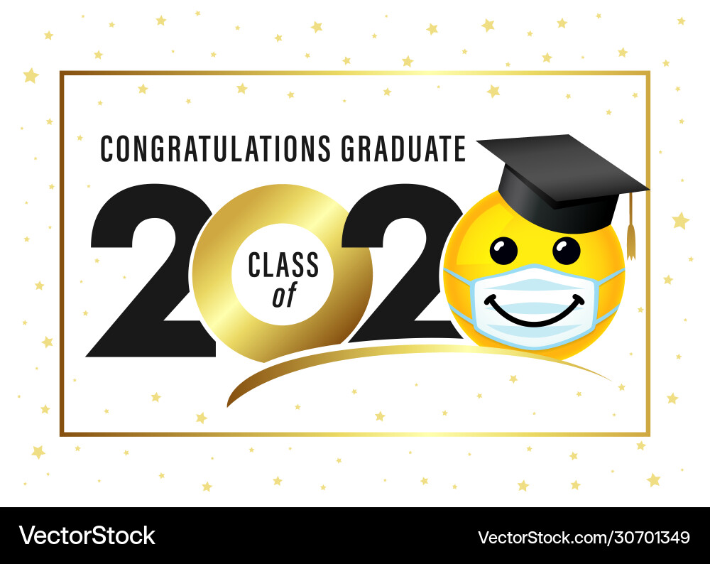 Graduating class 2020 smile in academic cap Vector Image