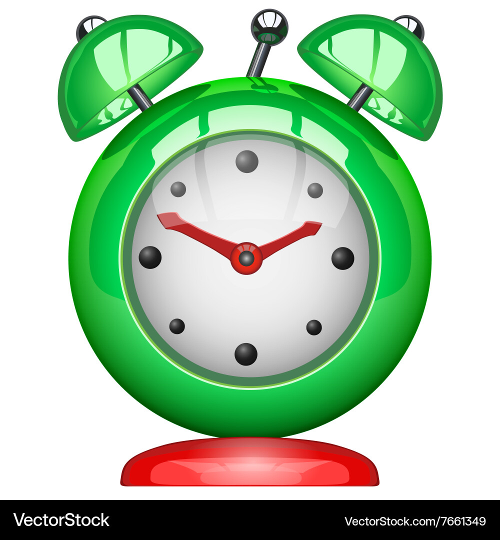 Green alarm clock Royalty Free Vector Image - VectorStock