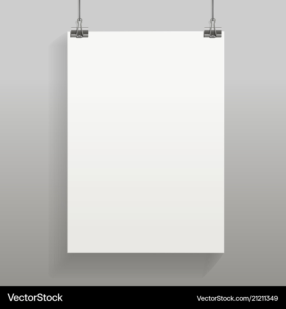 Hanging poster mock up in realistic style Vector Image