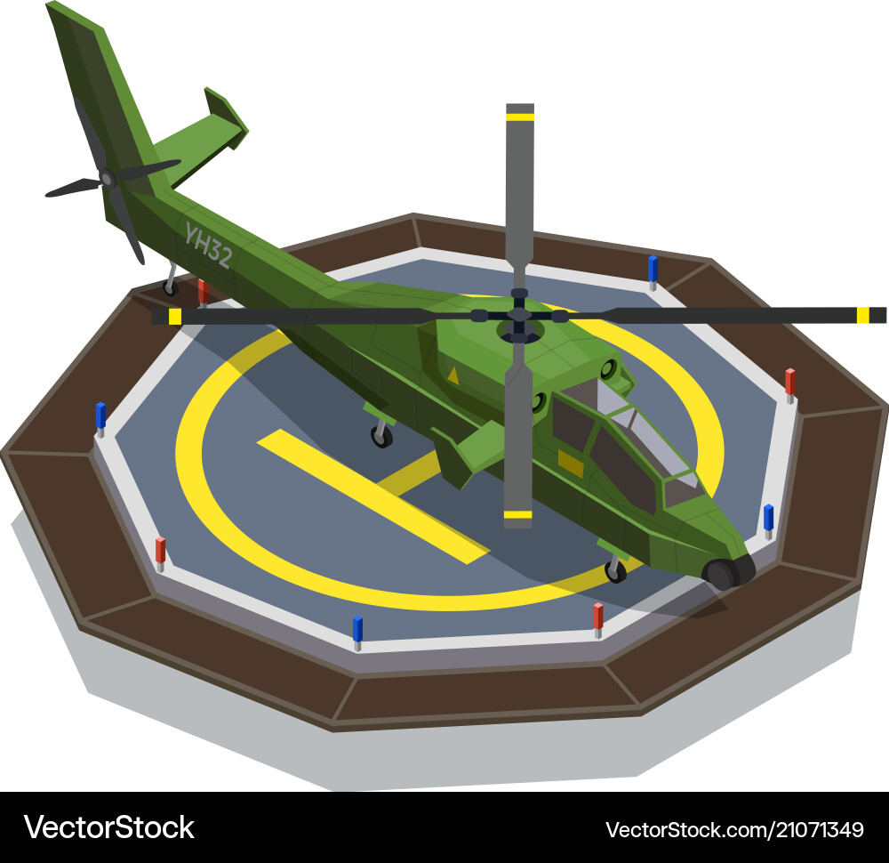 Helicopter pad isometric composition Royalty Free Vector