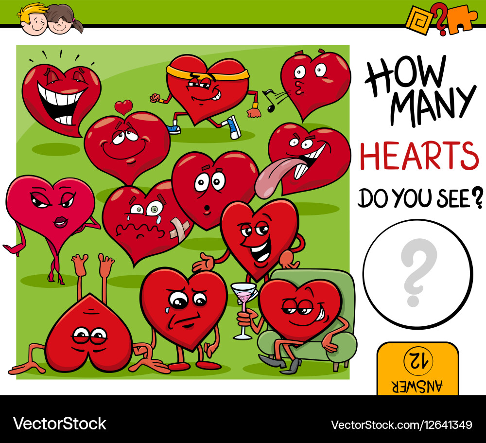 How many hearts activity Royalty Free Vector Image