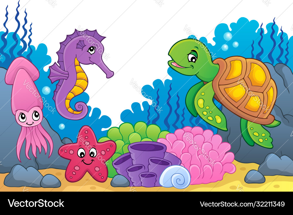 Sea life theme image 5 Royalty Free Vector Image