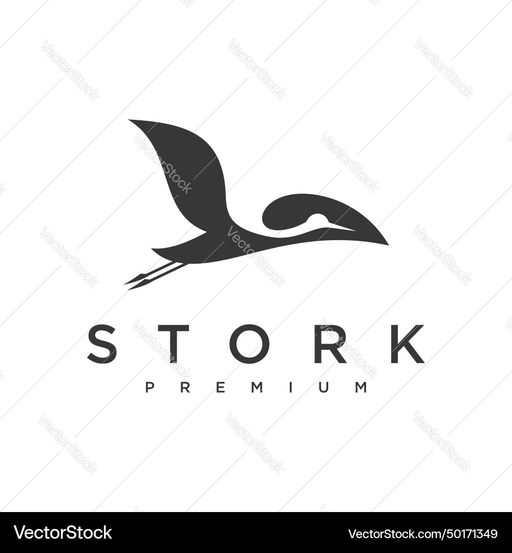 Stork bird logo design concept idea Royalty Free Vector