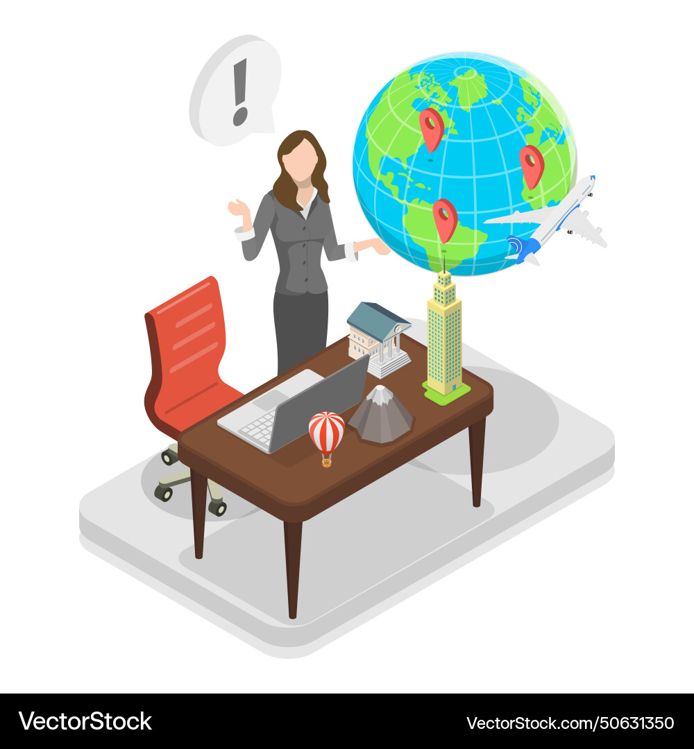 3d isometric flat of modern Royalty Free Vector Image