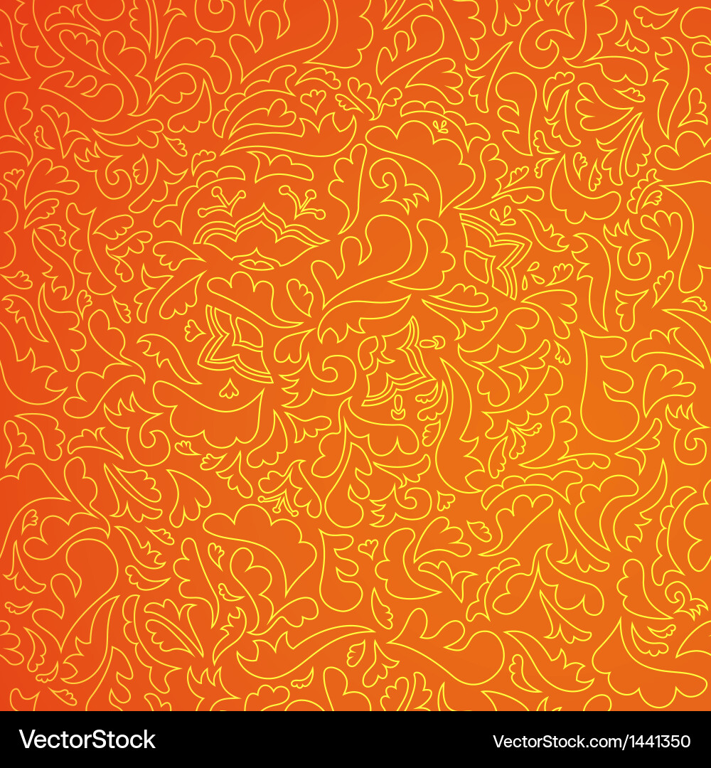 Abstract orange pattern with floral background Vector Image
