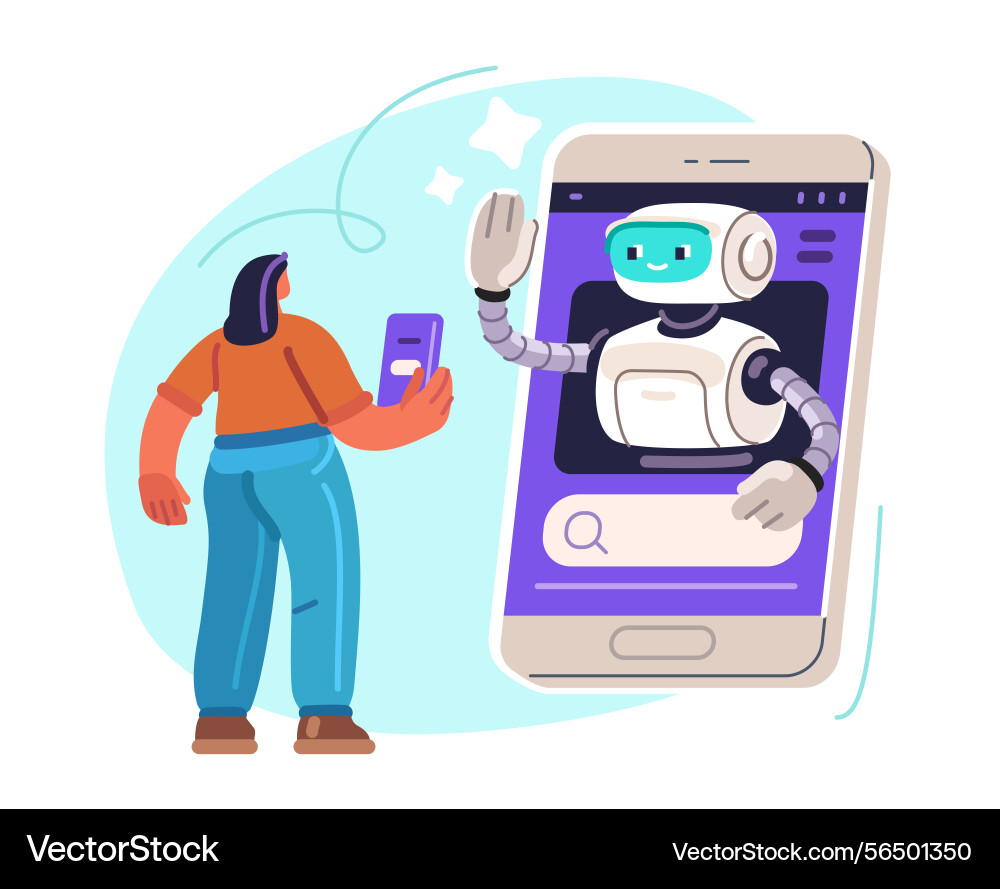 Ai chatbot with search bar online help support Vector Image