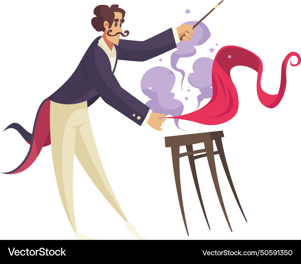 Circus magician stick composition Royalty Free Vector Image