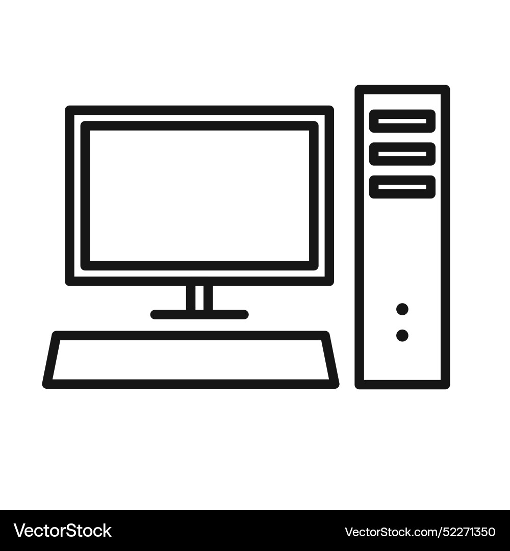 Computer icon black line art logo Royalty Free Vector Image