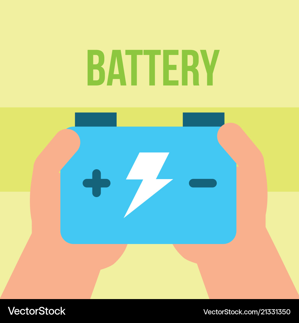 Hand holding accumulator battery energy power Vector Image