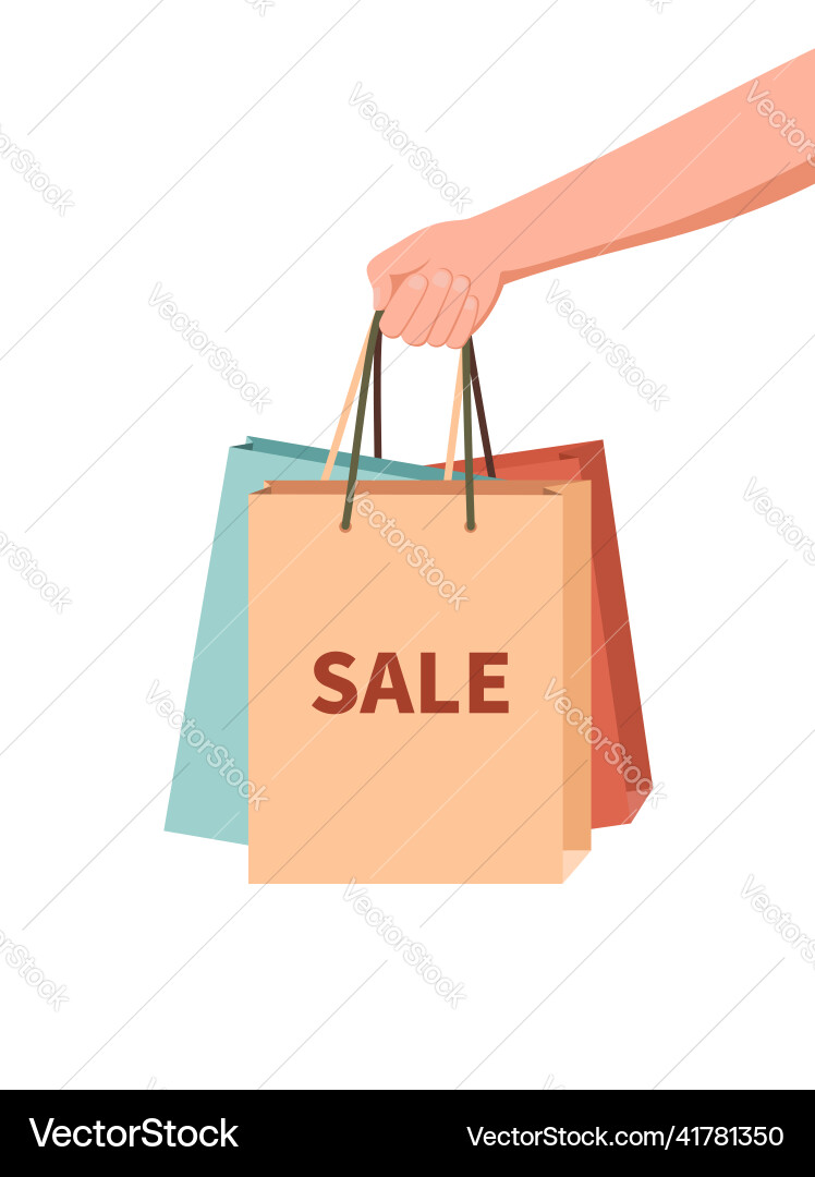 Hand holding shop bag shopping Royalty Free Vector Image
