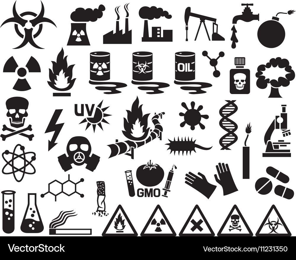 Hazard and danger icon set Royalty Free Vector Image