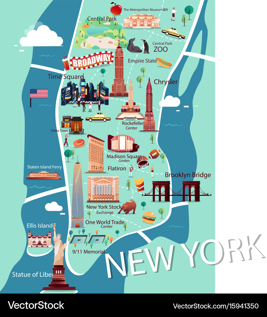 New york manhattan map Royalty Free Vector Image