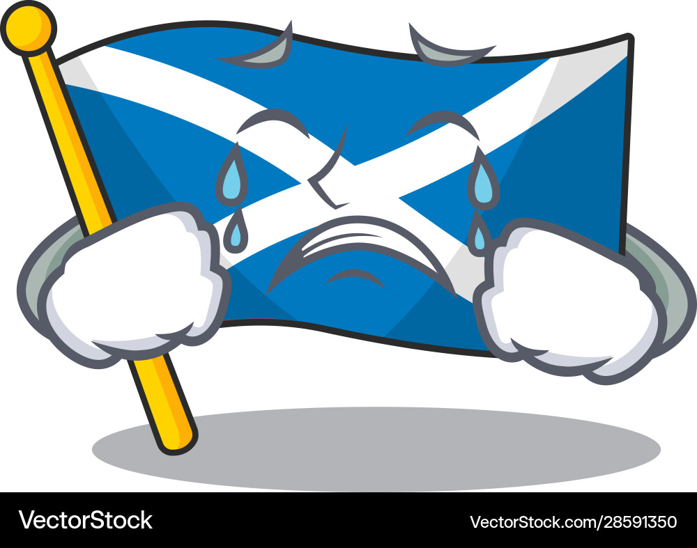 Sad crying flag scotland scroll cartoon character Vector Image