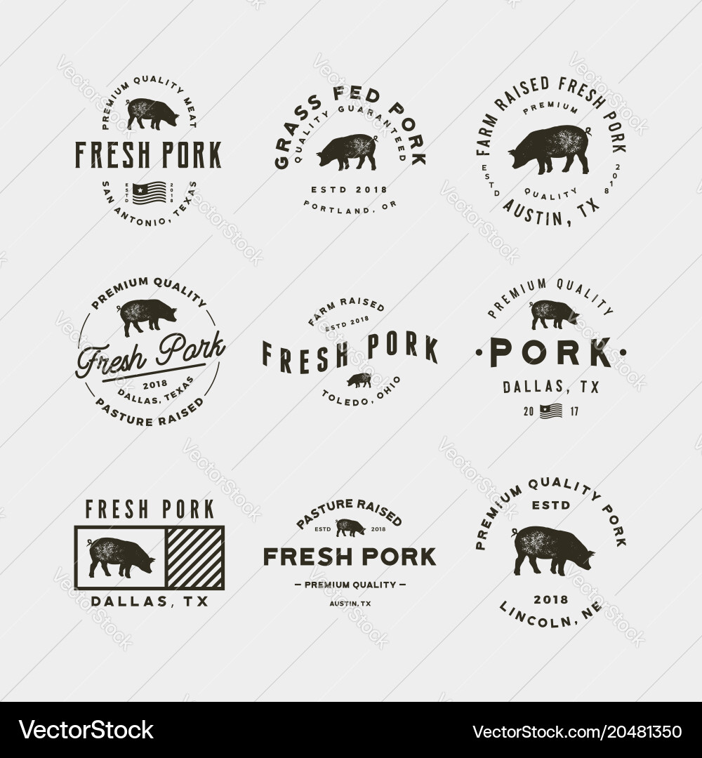 Set of premium fresh pork labels Royalty Free Vector Image