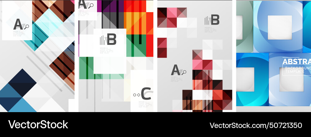 Set of square geometric poster backgrounds Vector Image