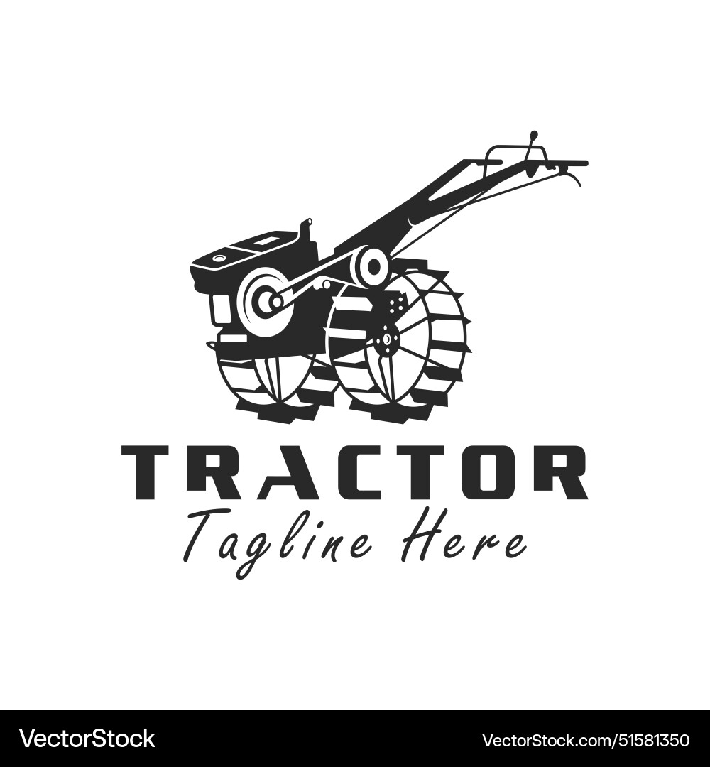 Tractor plowing paddy field logo Royalty Free Vector Image