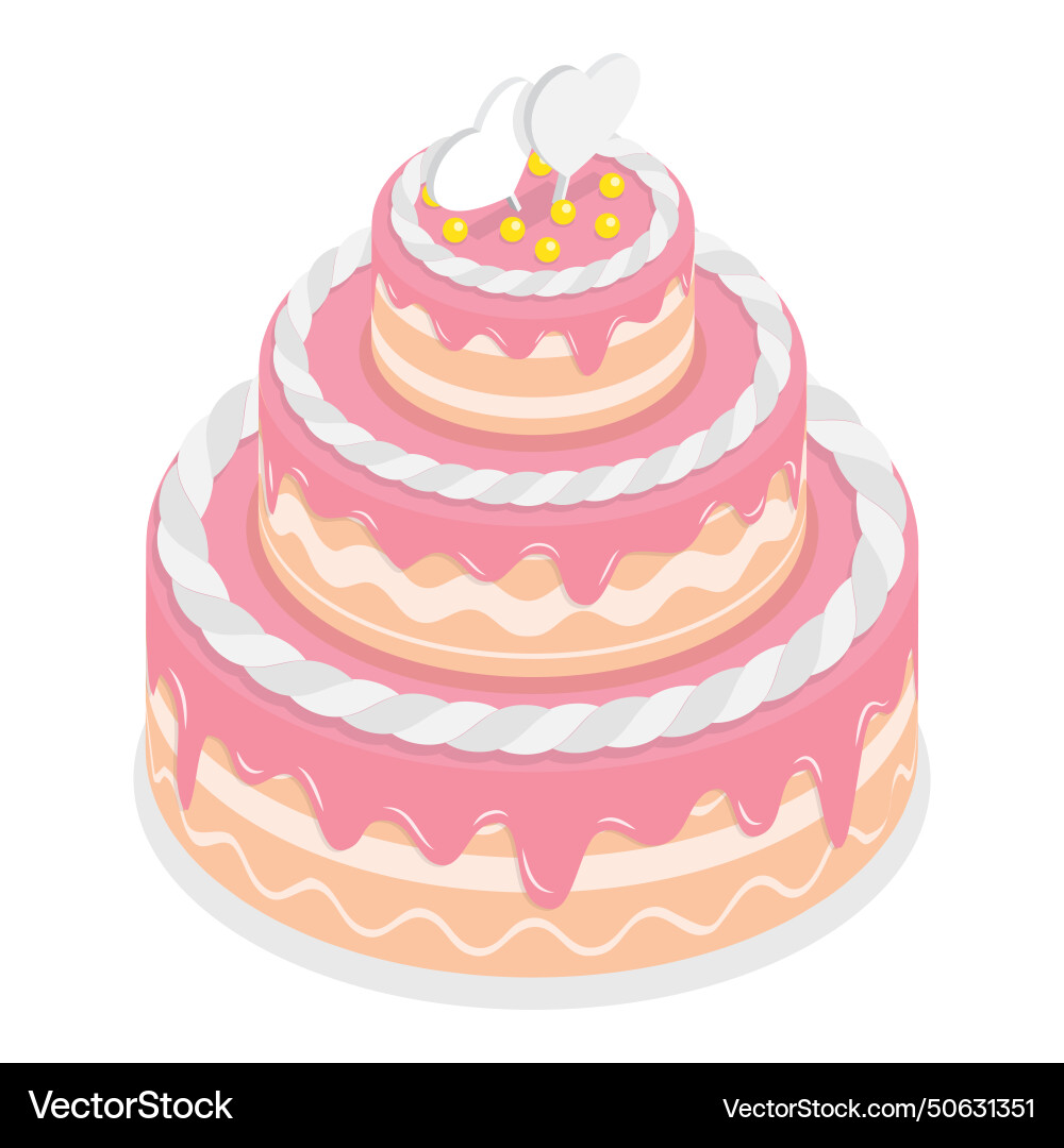 3d isometric flat set of wedding elements Vector Image