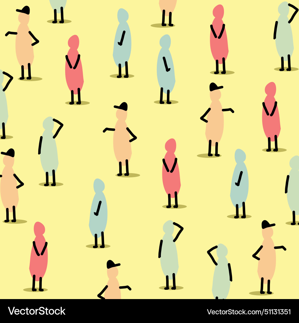 Abstract people walking pattern - colorful and min