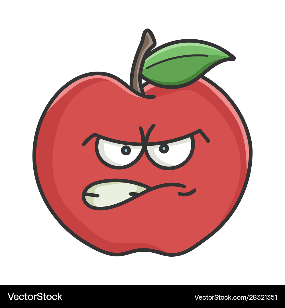 Angry red apple cartoon Royalty Free Vector Image