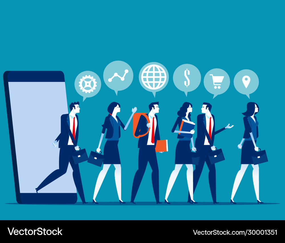 Business people group and analysis program Vector Image