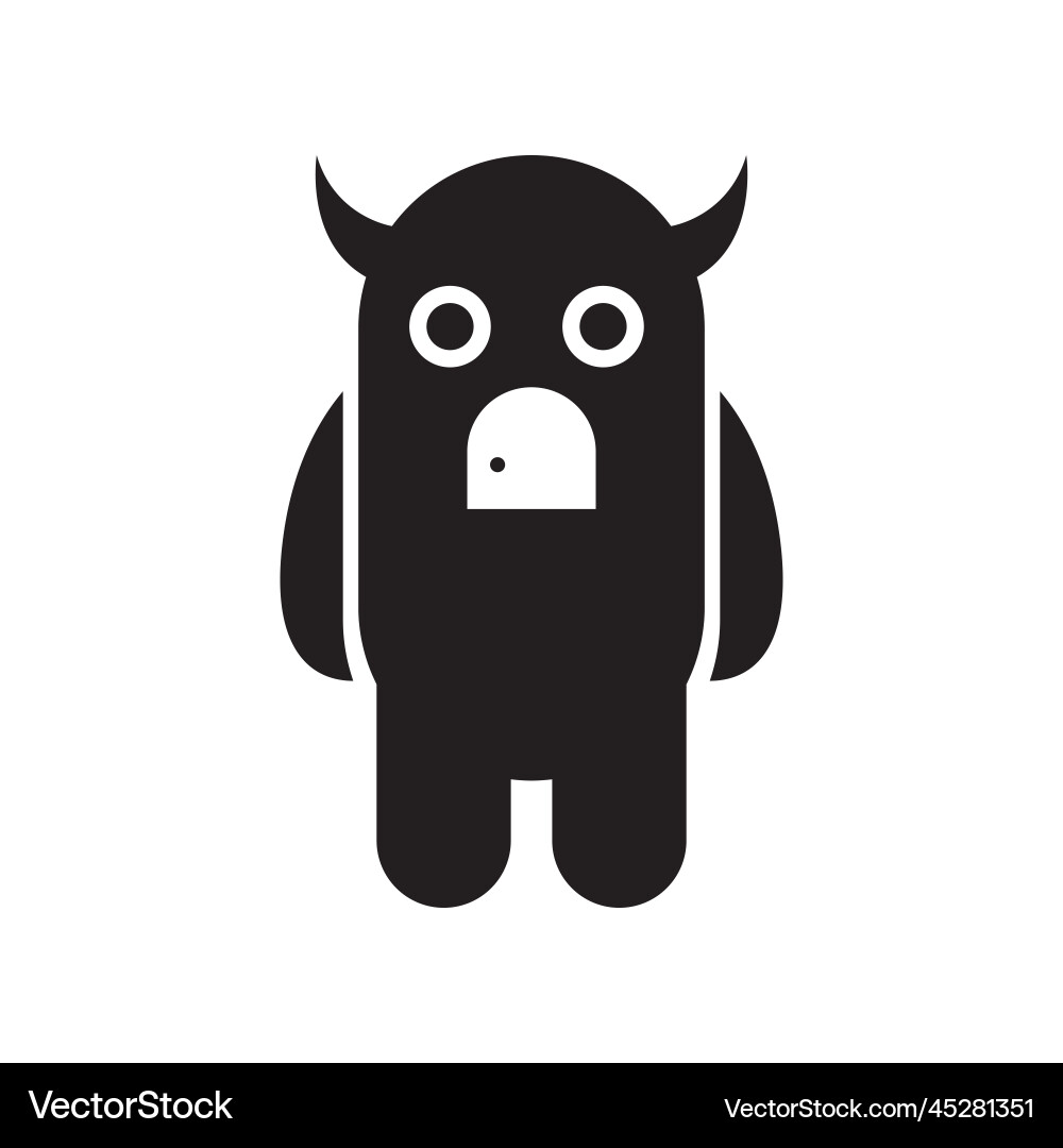 Cartoon monster horned icon logo Royalty Free Vector Image