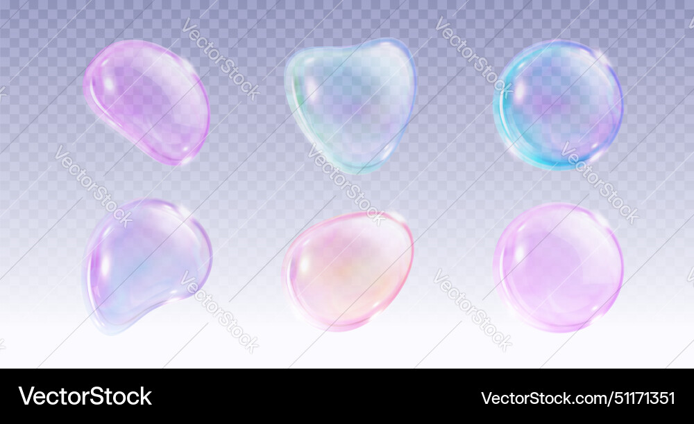 Color soap bubbles set Royalty Free Vector Image